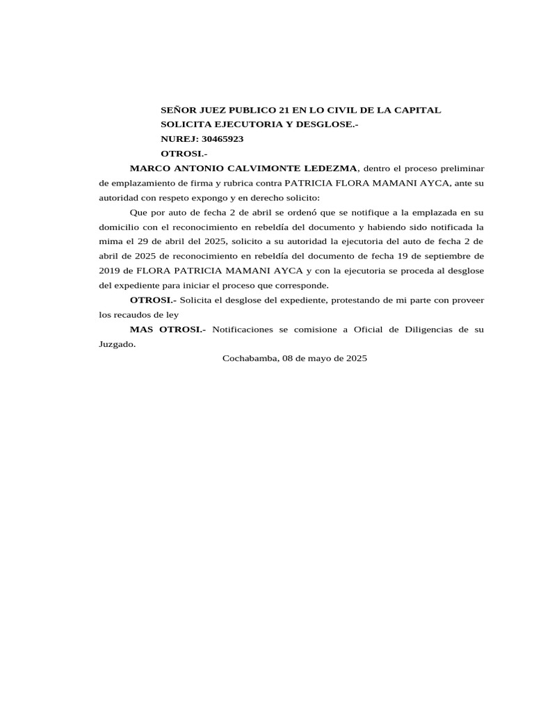 Solicita Ejecutori Flora | PDF