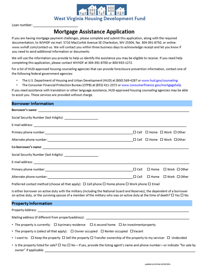 Mortgage Assistance Application 2021 | PDF | Federal Housing ...