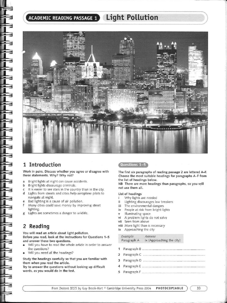 Academic Reading Passage1 Light Pollution | PDF