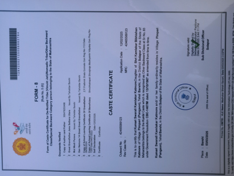 Cast Certificate Obc | PDF
