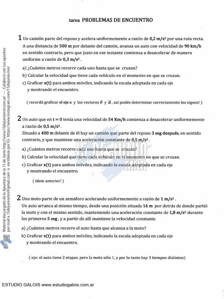5 Física - I - Tarea - de - Parciales - de - Cinemática | PDF