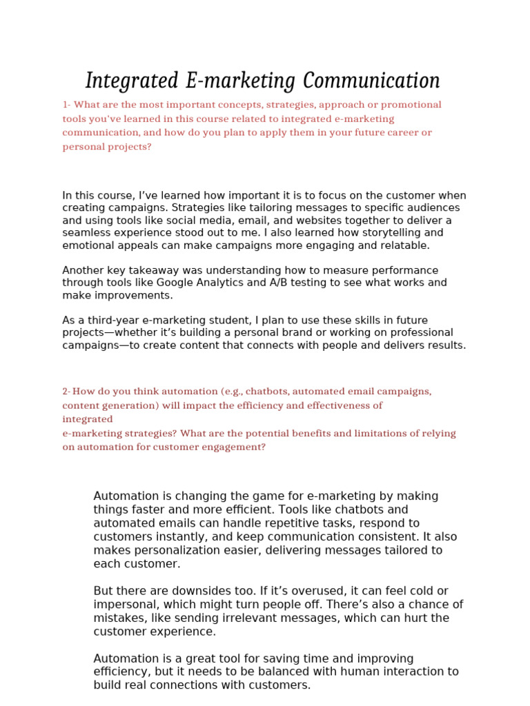 Integrated E-Marketing Communication | PDF