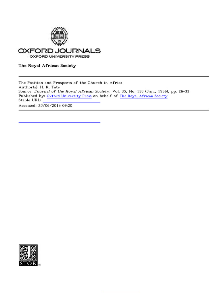 The Position and Prospects of The Church in Africa | PDF | Africa ...