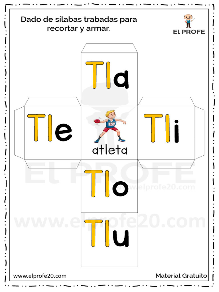 Dado de sílabas trabadas para niños | PDF