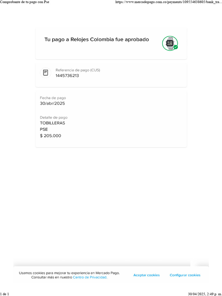 Comprobante de Tu Pago Con Pse | PDF