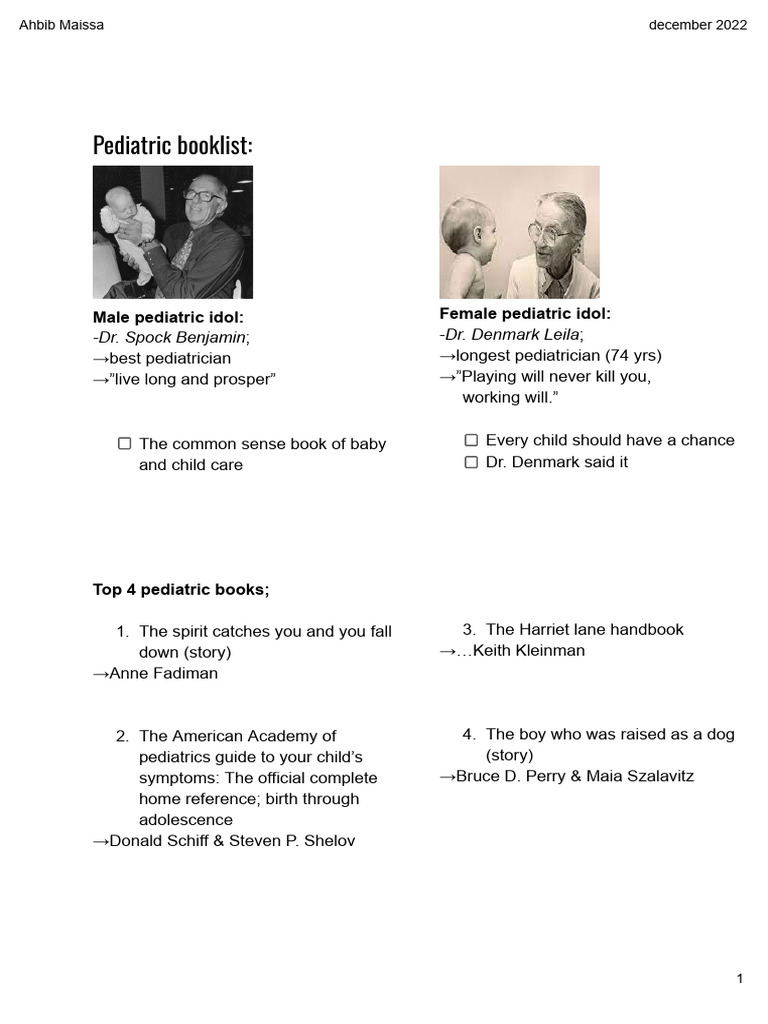 Top Pediatric Books and Idols | PDF