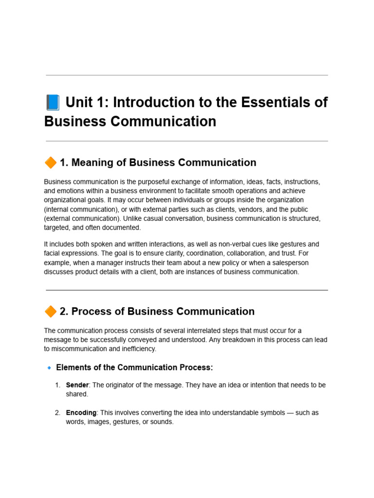 ? Unit 1 - Introduction To The Essentials of Business Communication ...