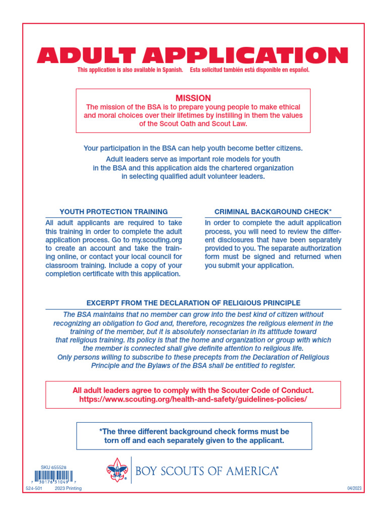 BSA Adult Leader Application Guide | PDF | Boy Scouts Of America ...
