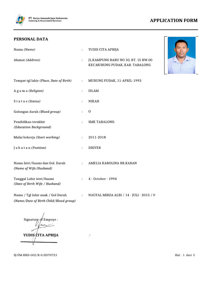 Application Form HRD SAJI 2 | PDF
