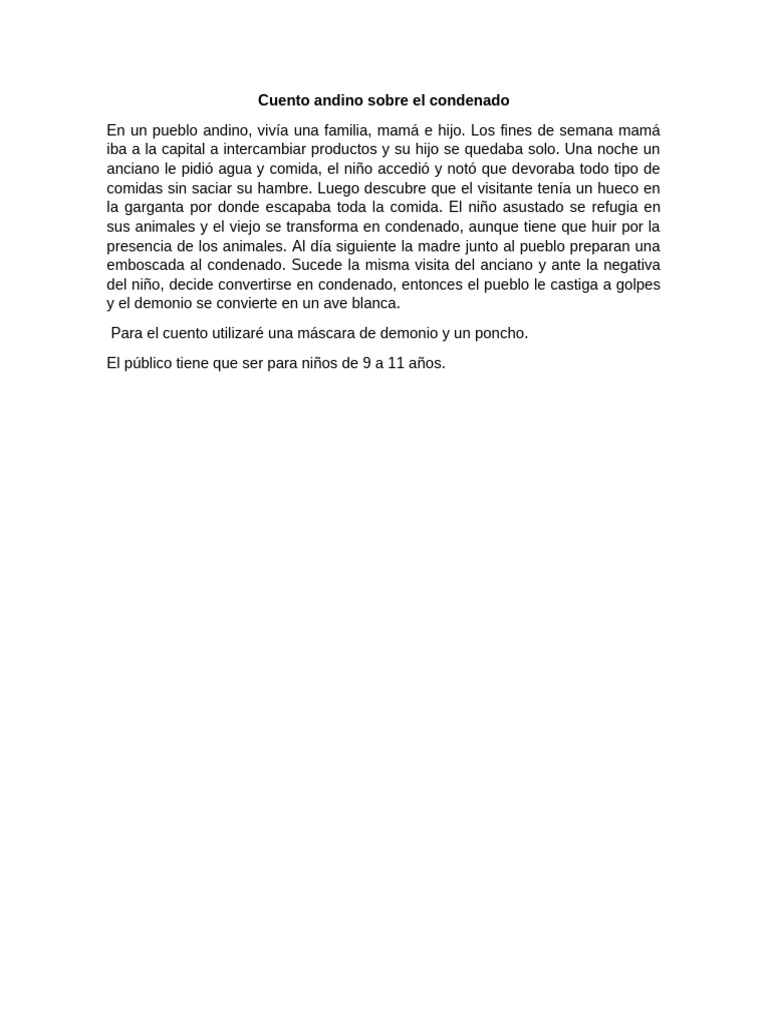 Cuento Andino: El Condenado | PDF
