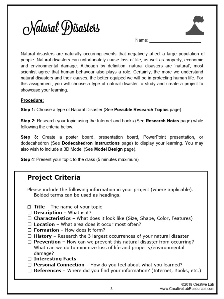 Natural Disaster Research Project Guide | PDF | Plagiarism | Citation