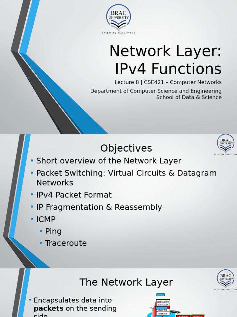 08 - Network Layer-IPv4 Functions -F24 | PDF | Internet Protocols | Computer Network