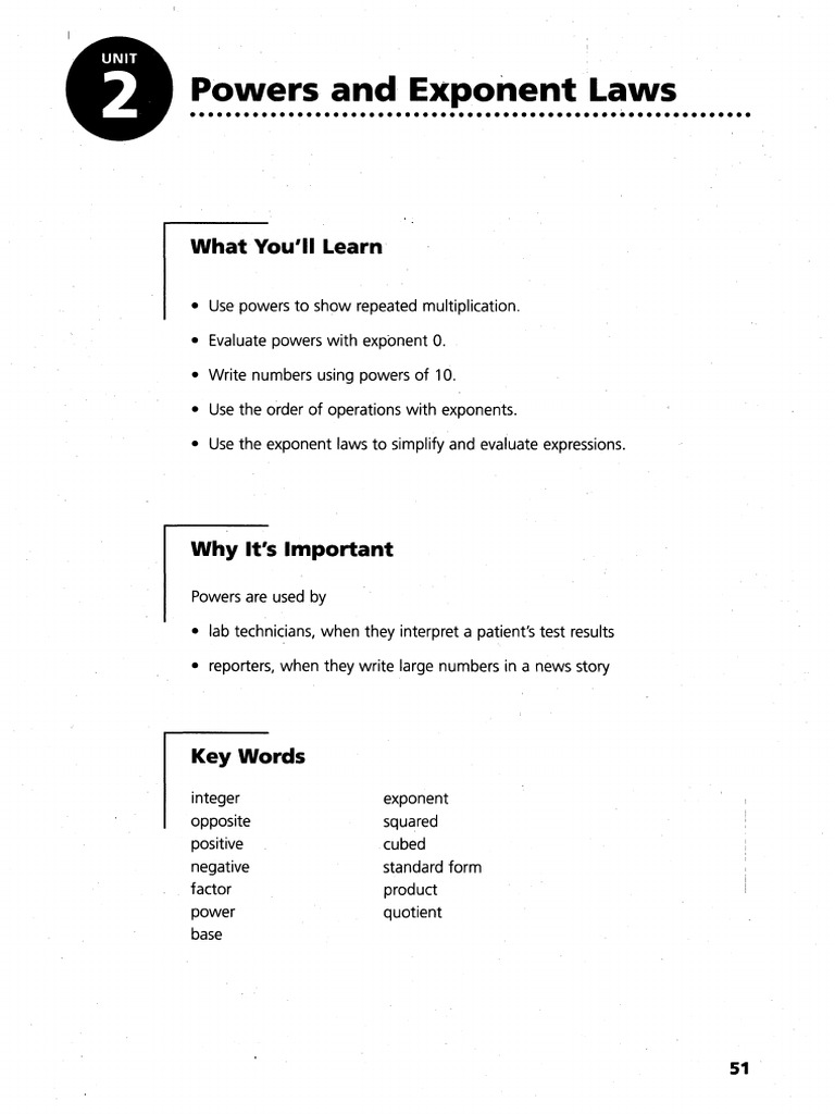 Workbook Square Roots Powers Exponents | PDF | Multiplication | Square Root