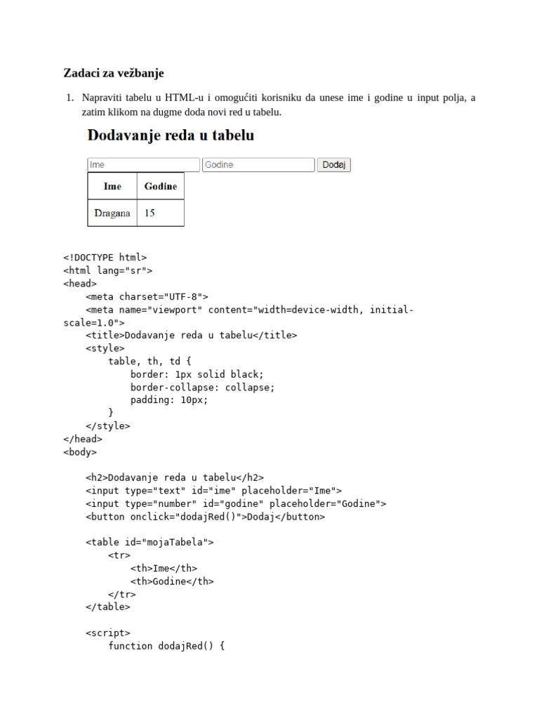 Zadaci Za Vežbanje JavaScript | PDF