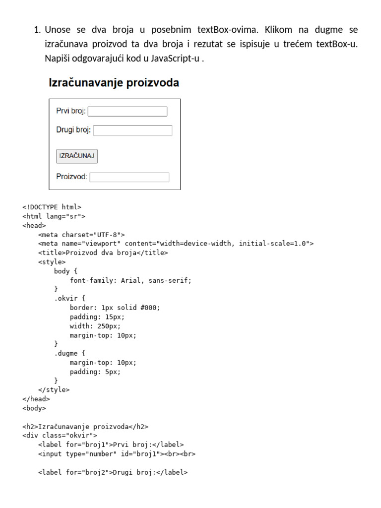 JavaScript - zadaci po nivoima (1) | PDF