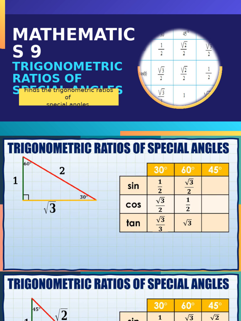 q4 w4 Trigonometric Ratios of Special Angles 3 | PDF