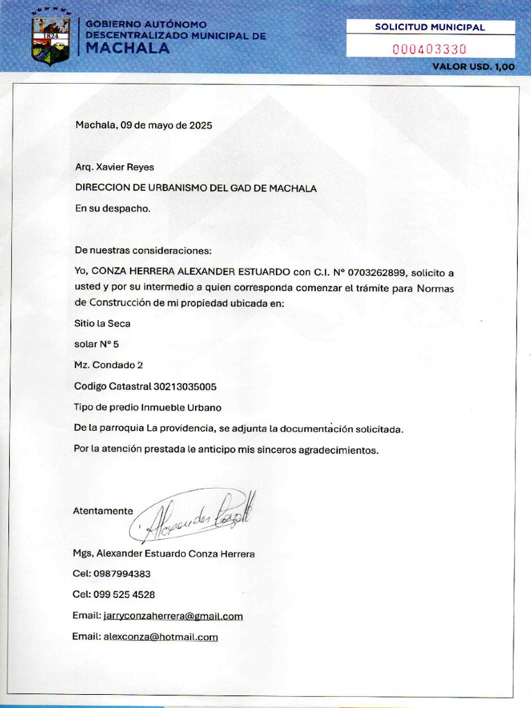 02 - Solicitud Dirigida Al Director de Urbanismo | PDF