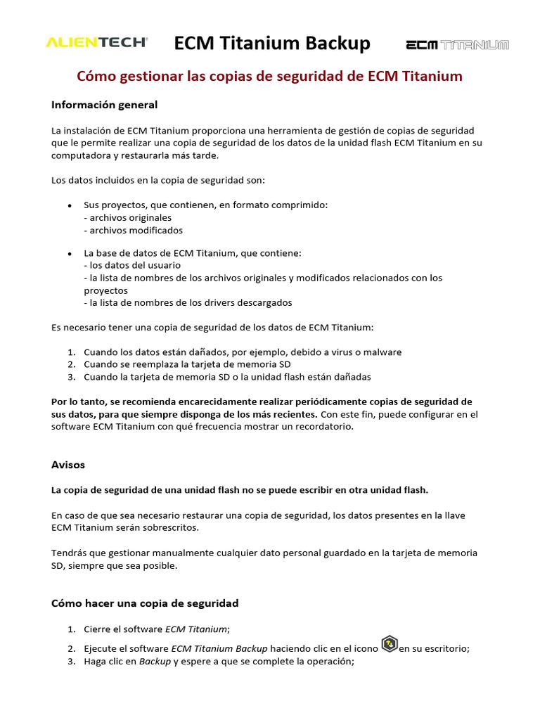 ECM Titanium Backup (ES) | PDF | Apoyo | Archivo de computadora