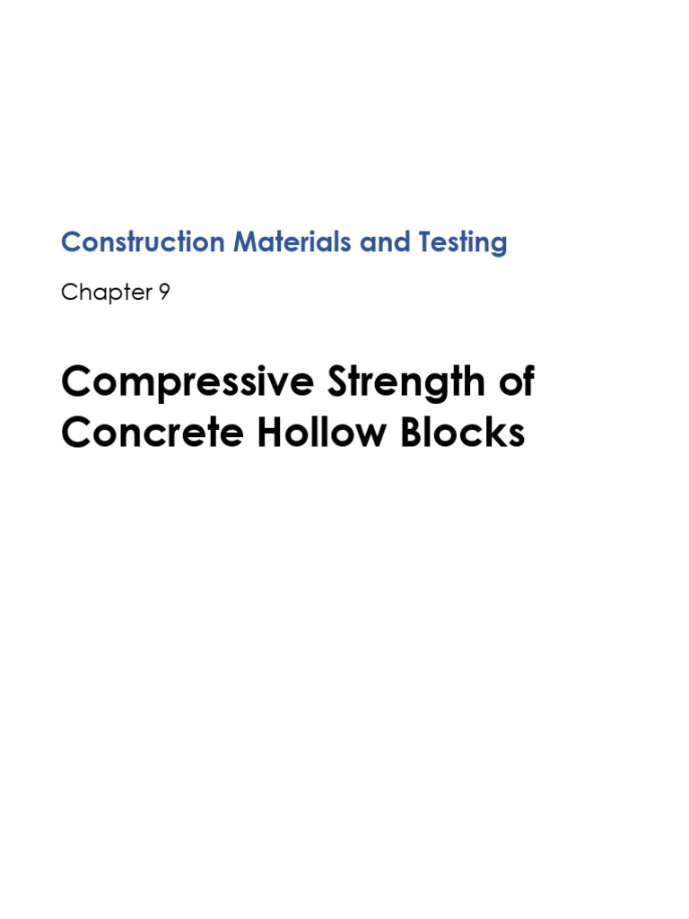 Chapter Nine Concrete Hollow Blocks NG CMT | PDF | Concrete | Masonry