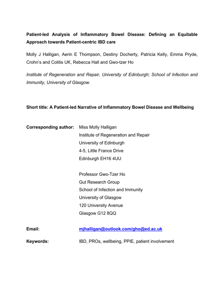 Patient-Centric IBD Wellbeing Insights | PDF | Inflammatory Bowel ...