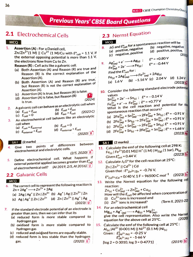 Electrochemistry Worksheet | PDF