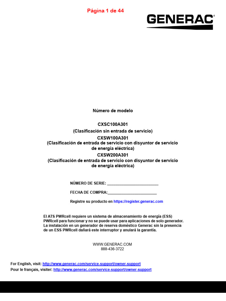 Sistema de Tranferencia Generac Ottomotores | PDF | Ingenieria ...