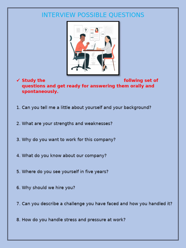 Interview Possible Questions. | PDF
