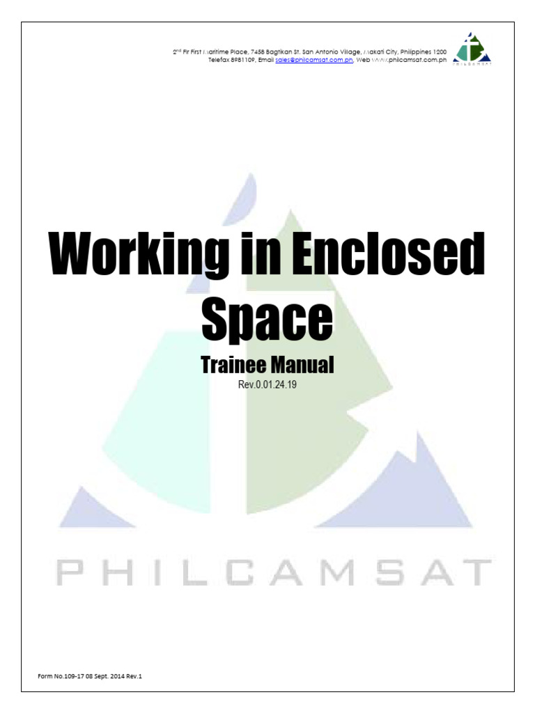 Working in Enclosed Spaces-Rev.0-01.24.19 | PDF | Oxygen | Gases