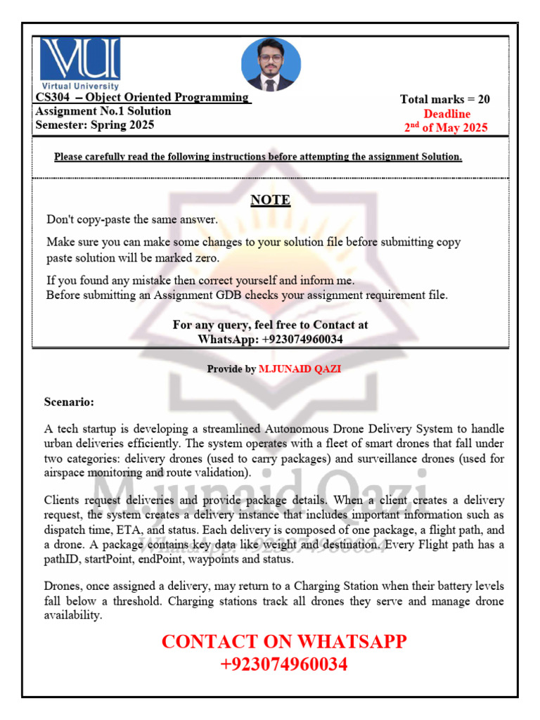 CS304-Assignment 1 100% Coorect Solution Spring 2025 By M.junaid Qazi | PDF | Unmanned Aerial ...