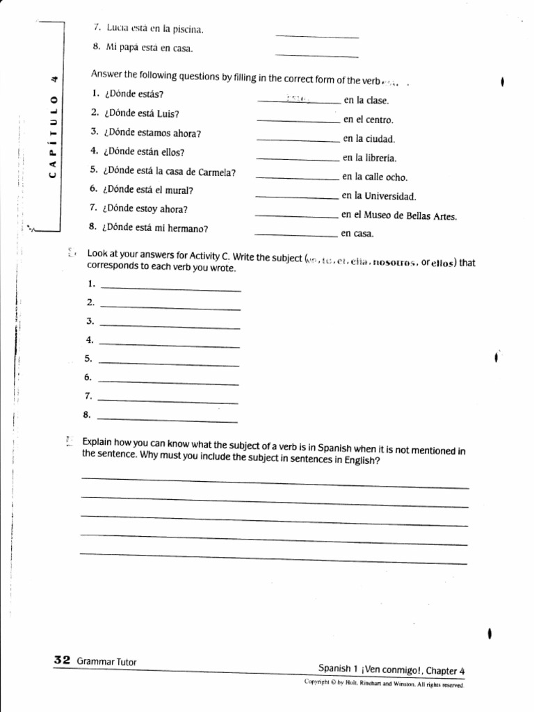 Grammar Tutor Pg. 32 | PDF
