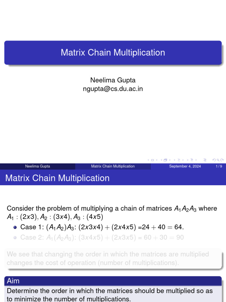 Optimize Matrix Chain Multiplication | PDF | Matrix (Mathematics ...