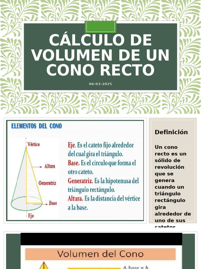 Cálculo de Volumen de Un Cono Recto | PDF