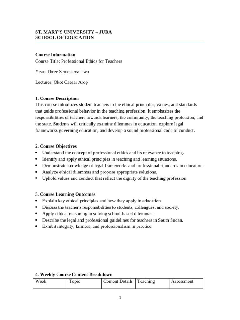 Professional Ethics For Teachers 2025 | PDF | Teachers | Morality
