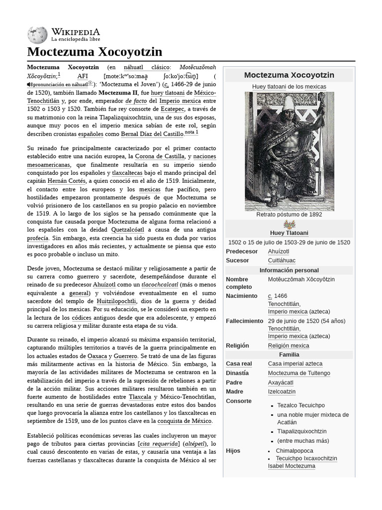 Moctezuma Xocoyotzin | PDF | azteca