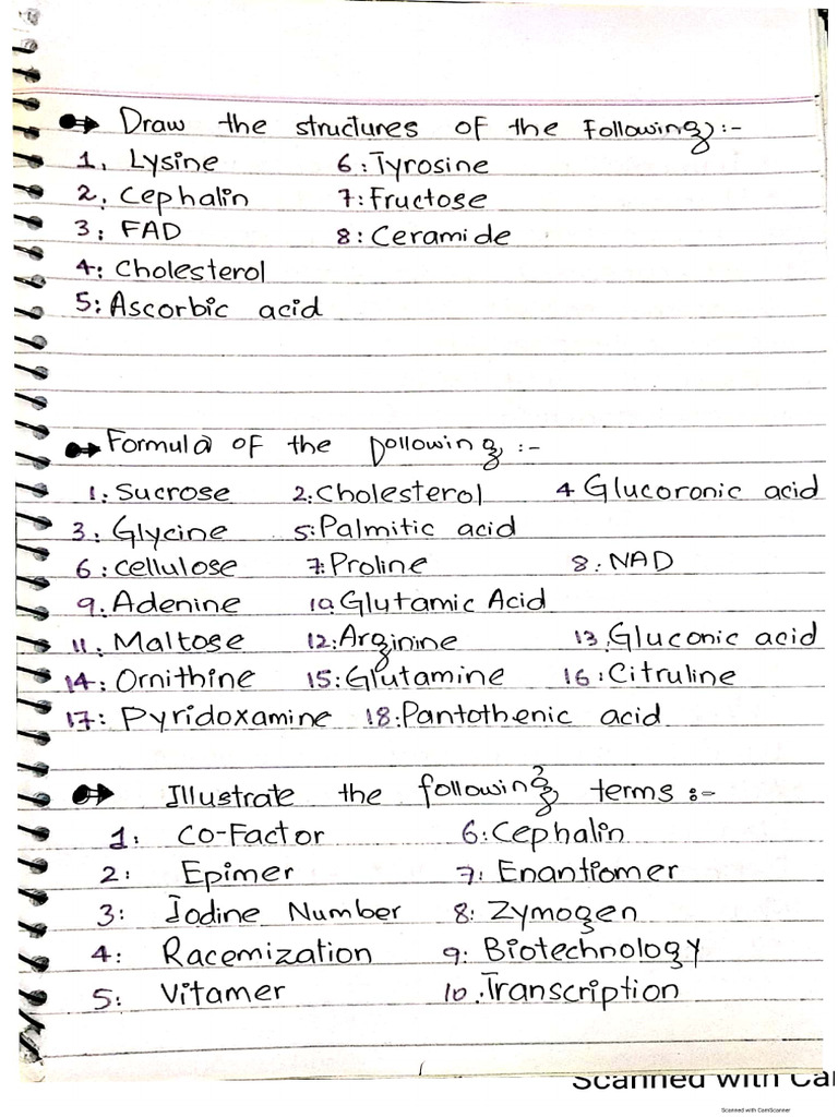Biochemistry Past papers short Questions solved | PDF