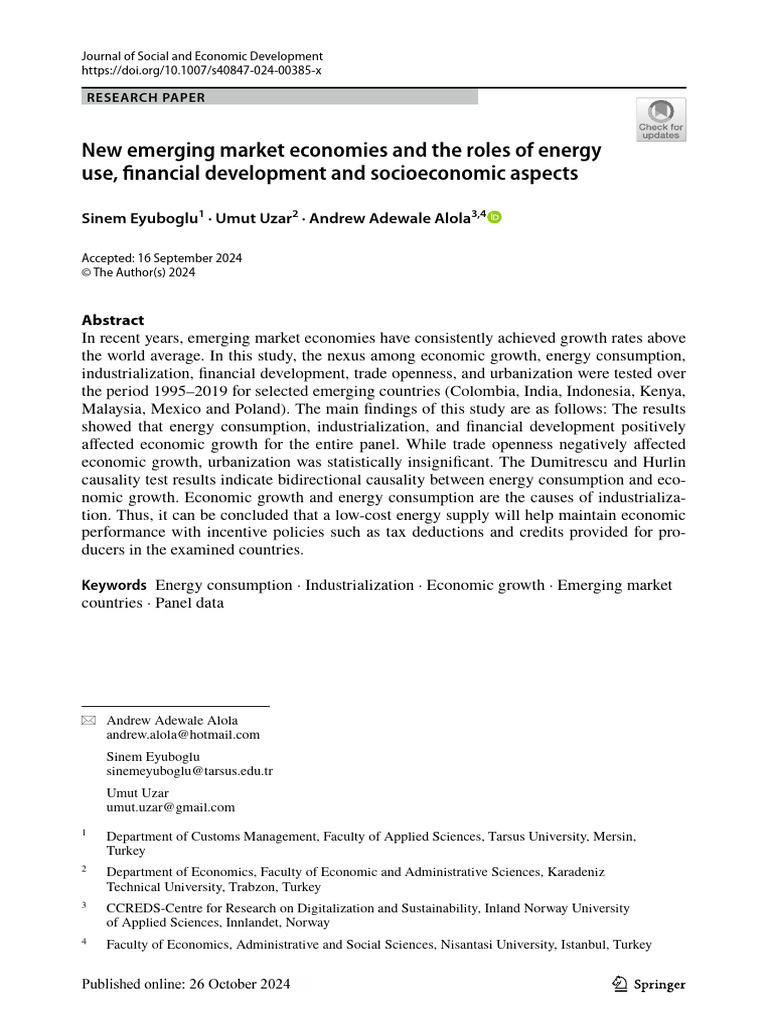 Energy and Growth in Emerging Markets | PDF | Economic Growth | Economics