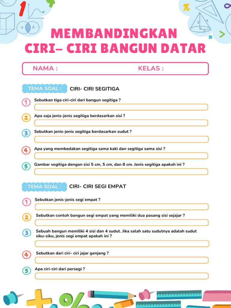 Ciri-Ciri Bangun Datar: Segitiga & Segi Empat | PDF