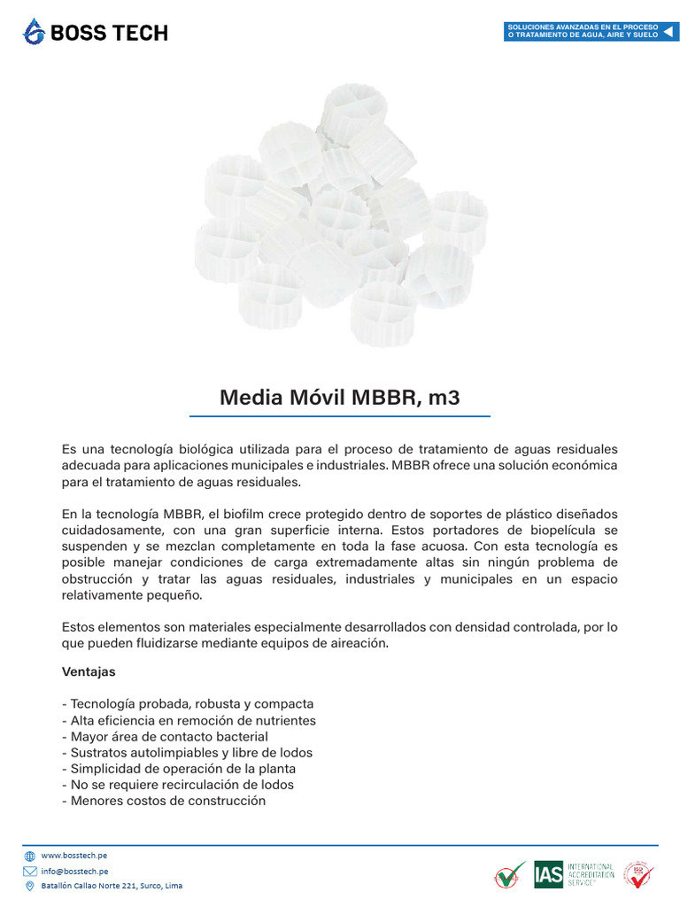 Media Movil MBBR m3 FT | PDF