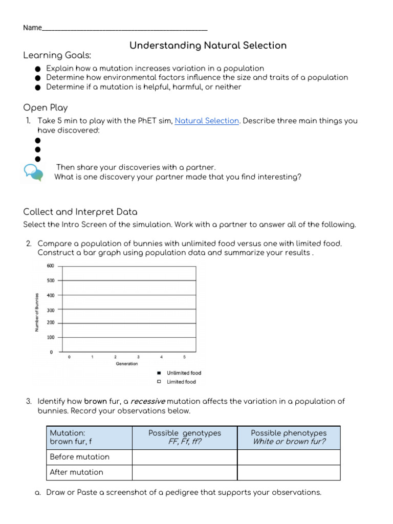 Natural Selection Simulation Guide | PDF | Dominance (Genetics ...