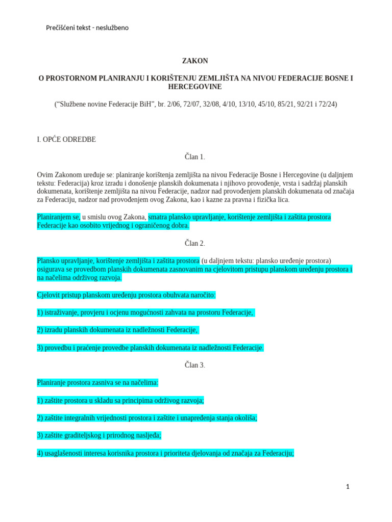 Zakon Prostorno Precisceni Nesluzbeno Sept2024 | PDF