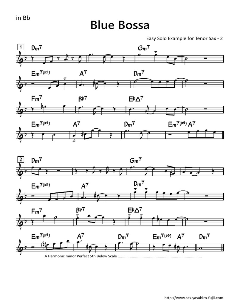 Easy Blue Bossa for Tenor Sax | PDF | Saxophone | Elements Of Music