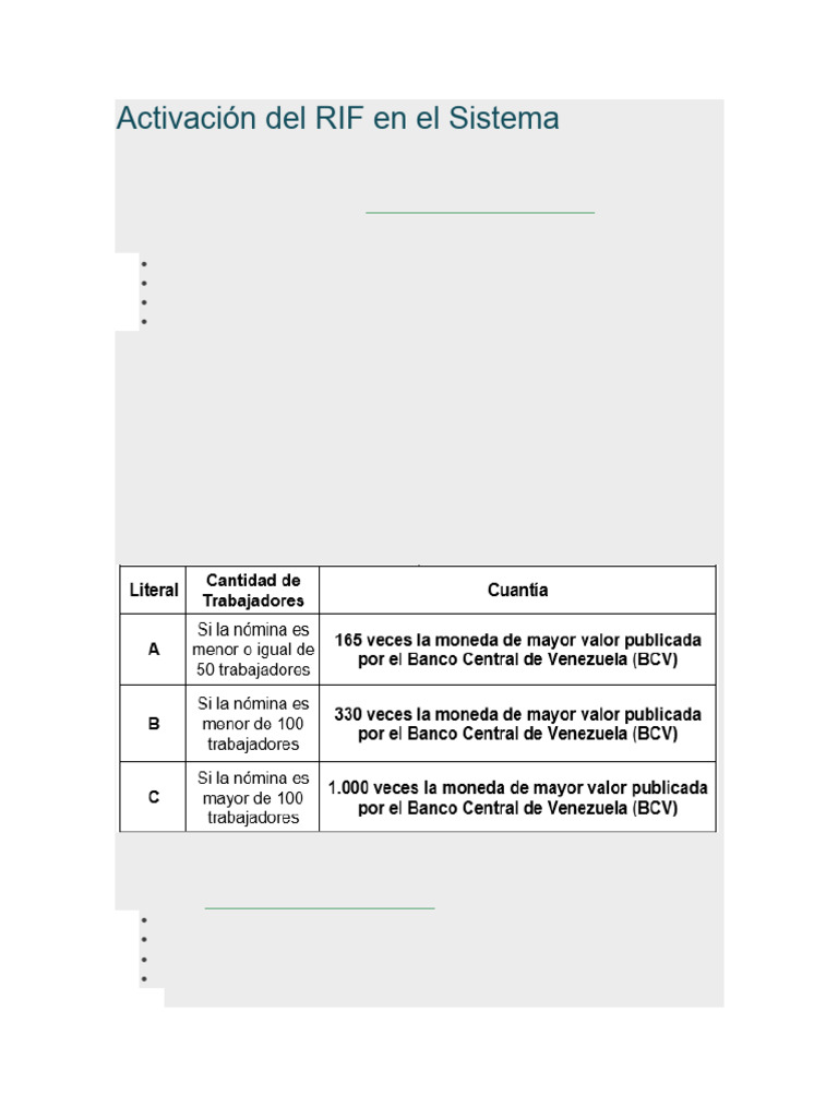 Activación del RIF en FAOV y BANAVIH | PDF