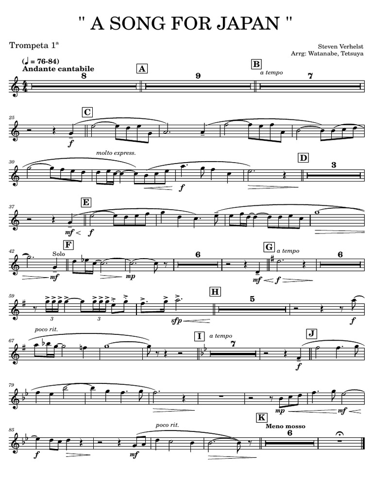 A SONG FOR JAPAN-Trompeta 1 | PDF | Tempo | Musical Forms