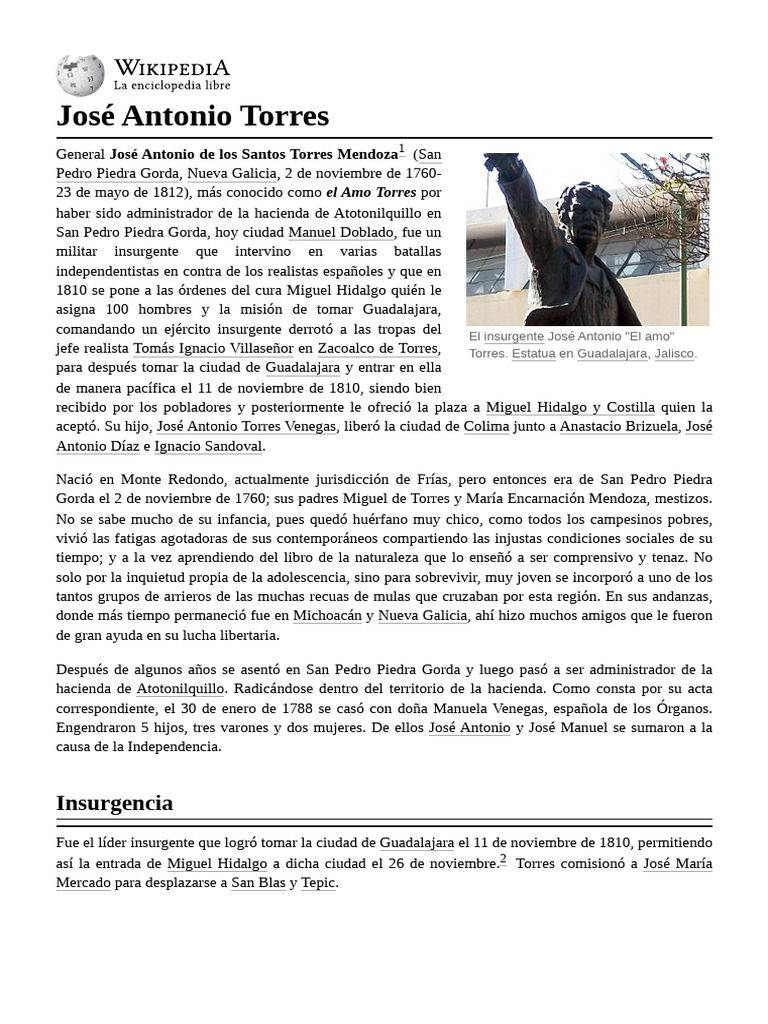 José Antonio Torres | PDF | Colonización española de las Américas | México colonial