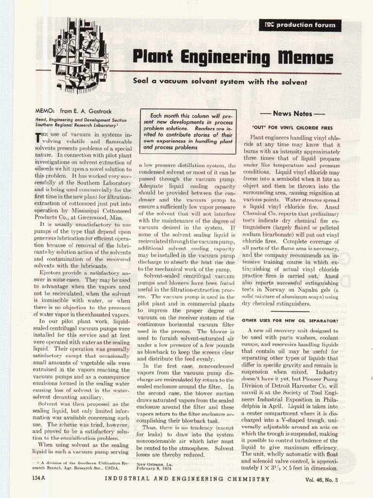 PLANT ENGINEERING MEMOS. (1954) - Industrial & Engineering Chemistry ...