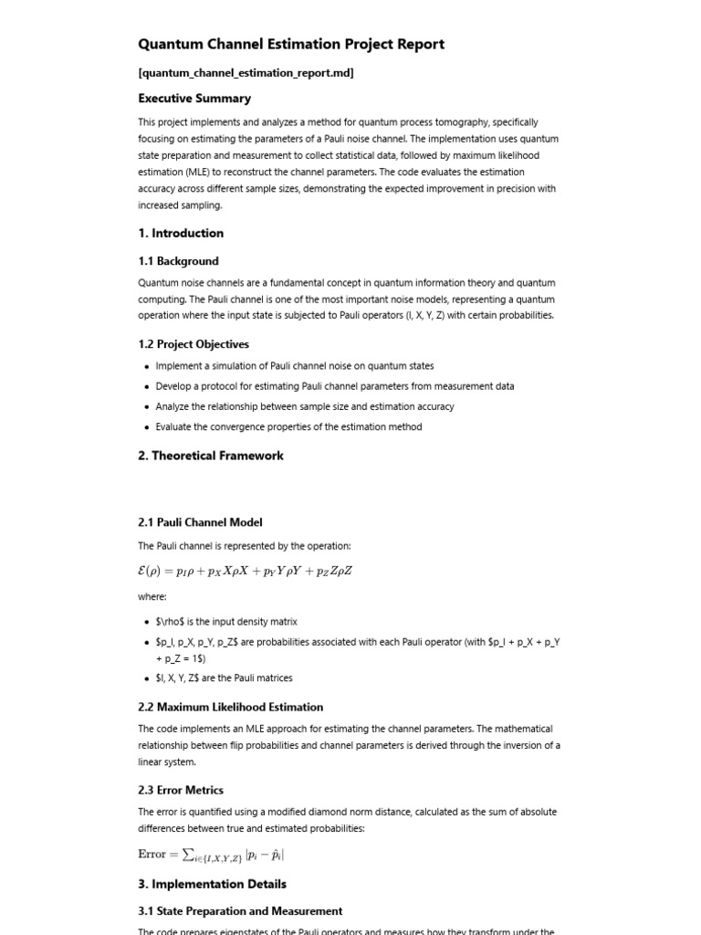 Quantum Channel Estimation Project Report | PDF | Estimation Theory ...