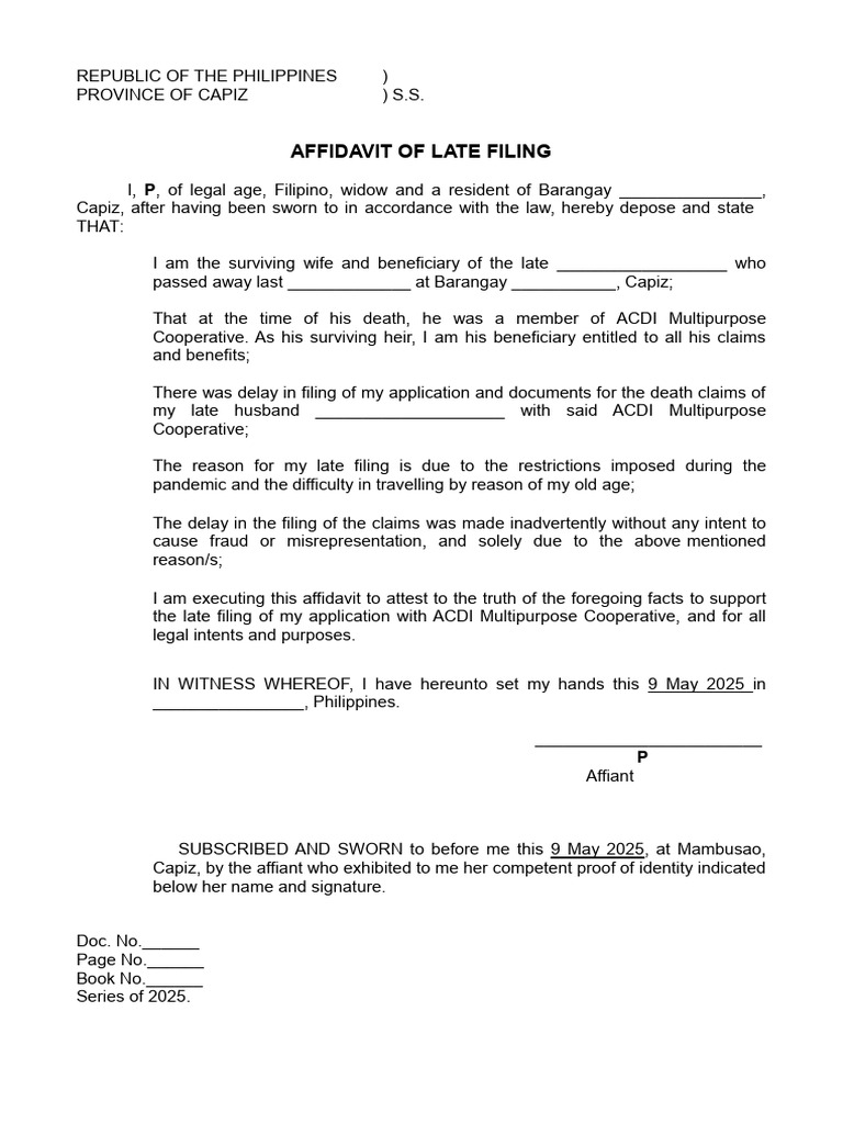 Affidavit of Late Filing | PDF