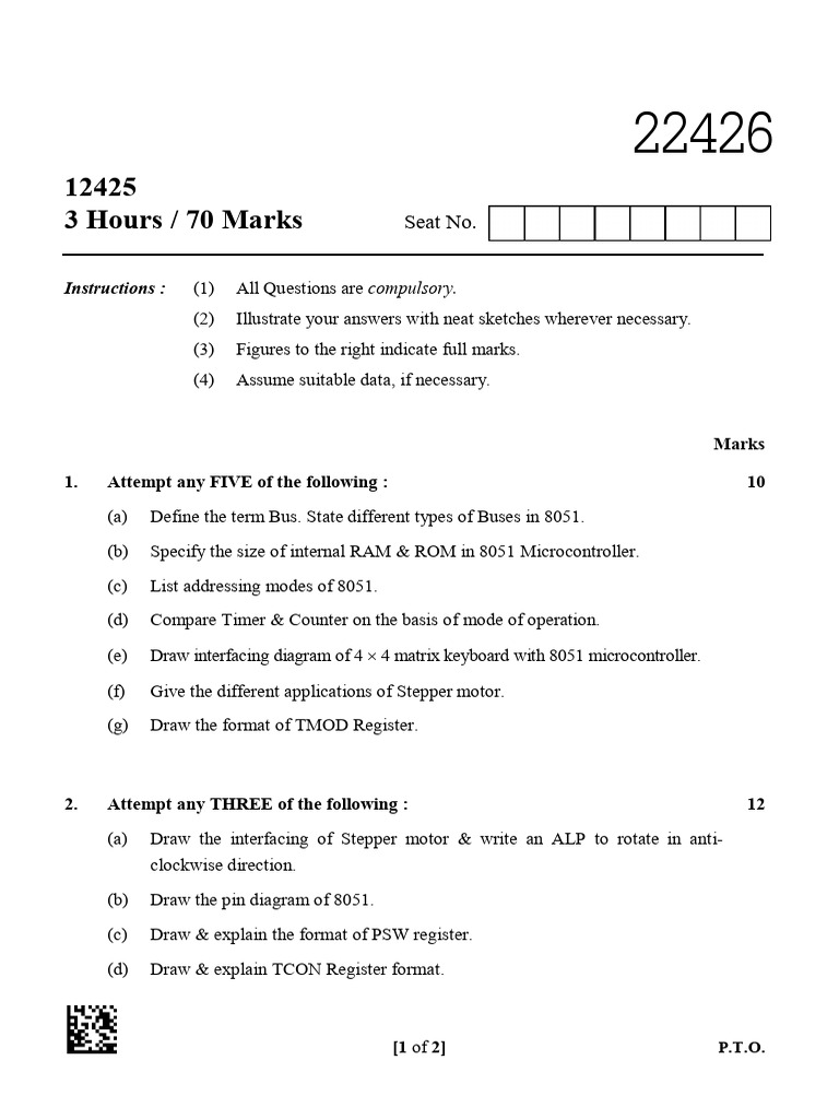 2024 Winter Question Paper | PDF | Microcontroller | Central Processing Unit