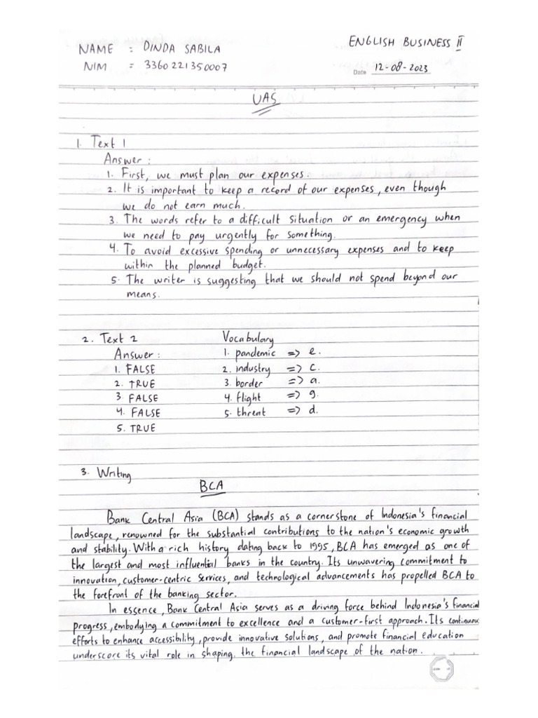 UAS - English Business 2 DINDA SABILA | PDF