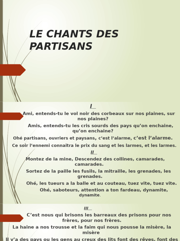 LE CHANTS DES PARTISANS | PDF